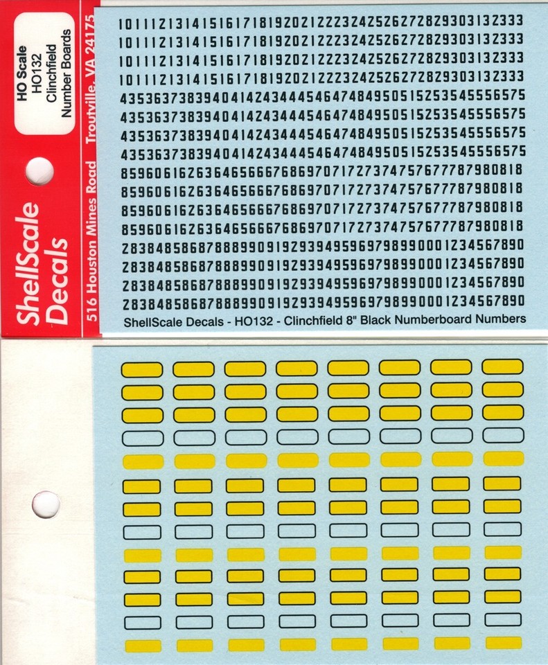 HO132 - 8 Inch EMD/GE Clinchfield Number Board DECALS - ShellScale ...