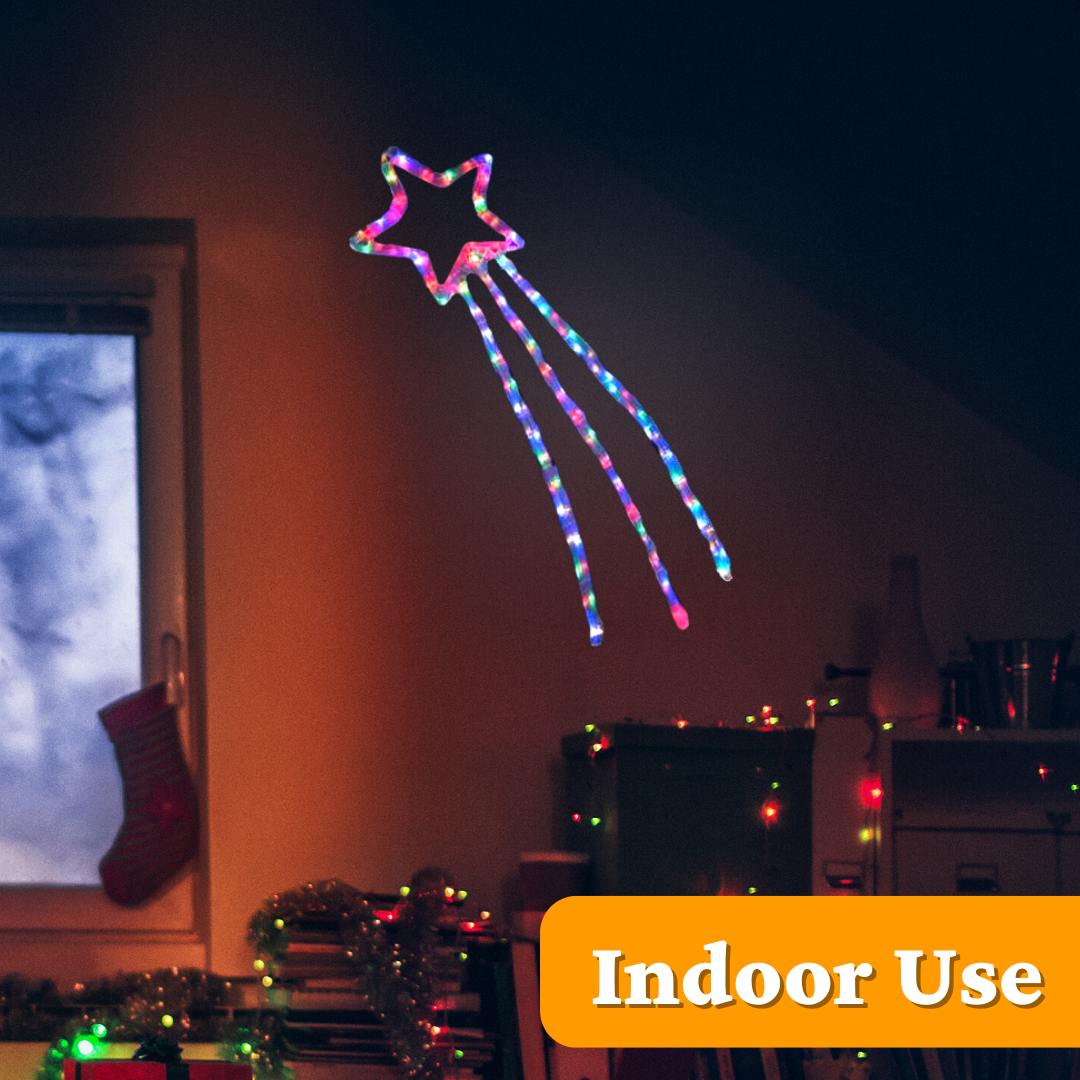 Christmas LED Shooting Star Rope Light Multicoloured Outdoor Decoration ...