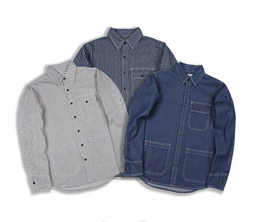Hot Mens Casual Railroad Stripe Denim Shirts Western Striped Work Shirt ...