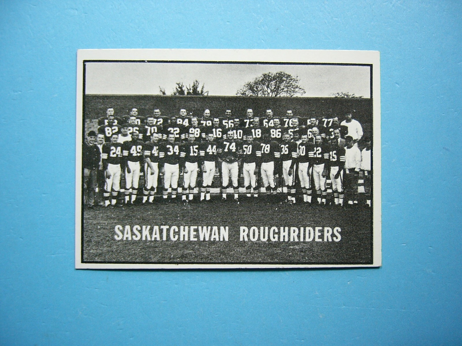 1961 TOPPS CFL FOOTBALL CARD #101 SASKATCHEWAN ROUGHRIDERS TEAM PICTURE ...