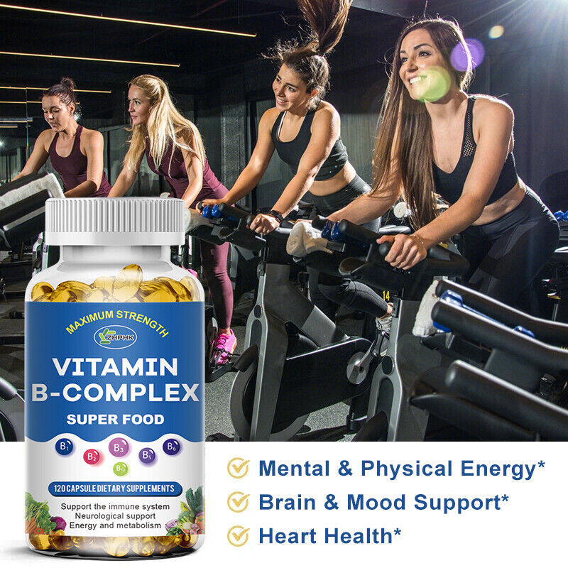 Vitamin B Complex Capsules B1 B2 B3 B5 B6 B7 B9 B12 Folic Acid & Biotin ...