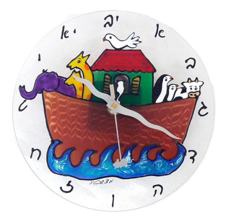 new Hand painting Noah's Ark & Hebrew Alphabet Wall Clock Israel ...