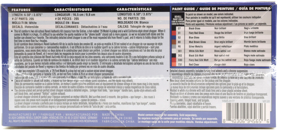 Revell 1929 Ford Model A Pickup W/ California Street Chopper 1/25 Car ...