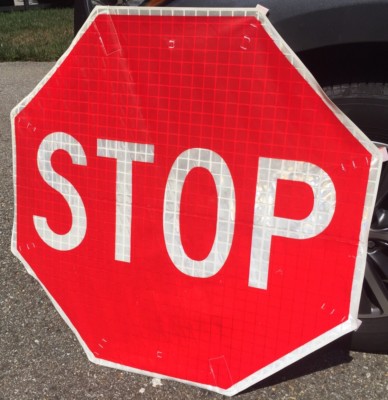 KORMAN 36" Red Vinyl Roll Up Stop Sign - 3M Reflective DOT Rollup ...
