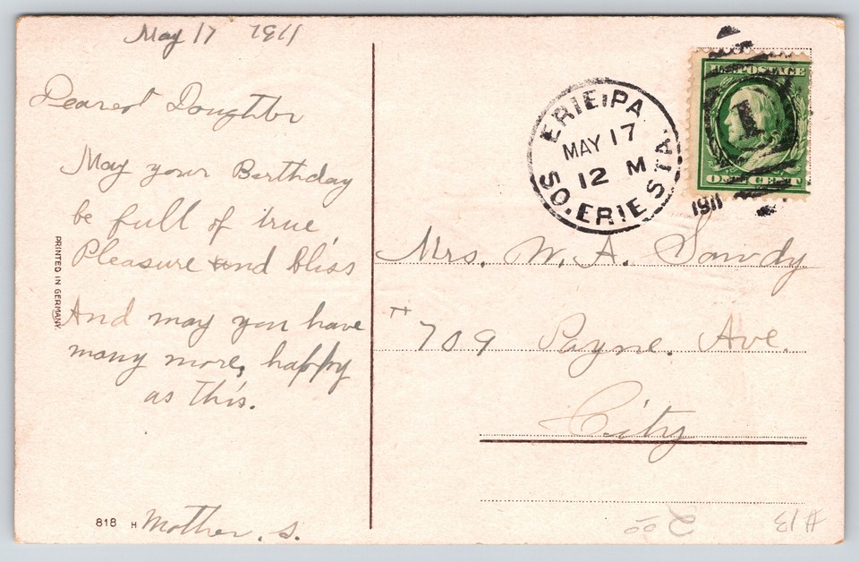 A Happy Birthday~Wheelbarrow Full Of Forget Me Not Flowers~PM 1911 ...