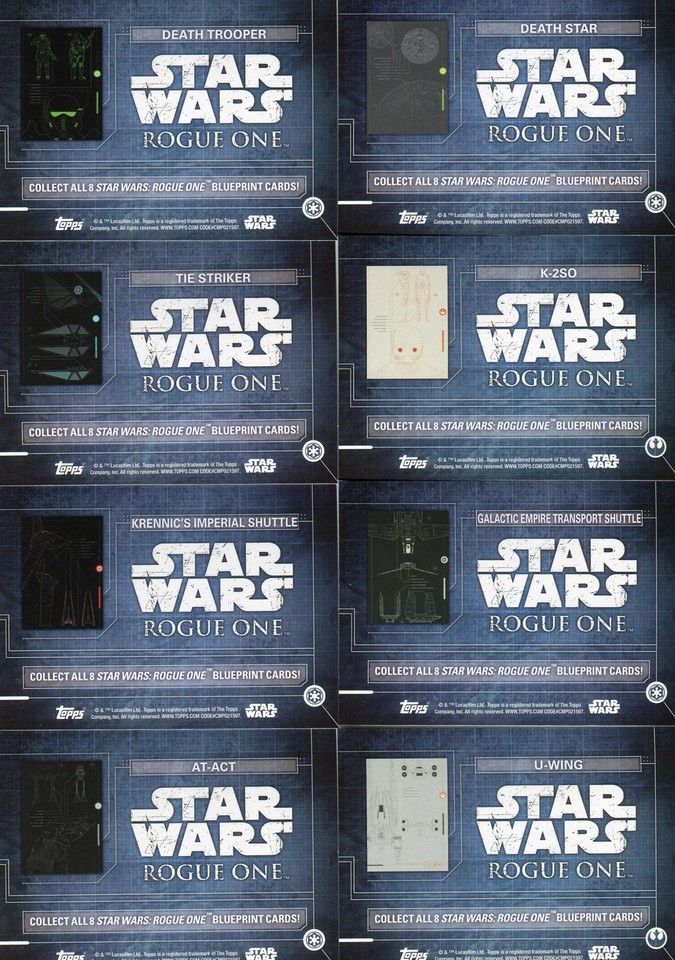 2016 Star Wars Rogue One Series 1 Blueprints Chase Card Set 8 Cards | eBay