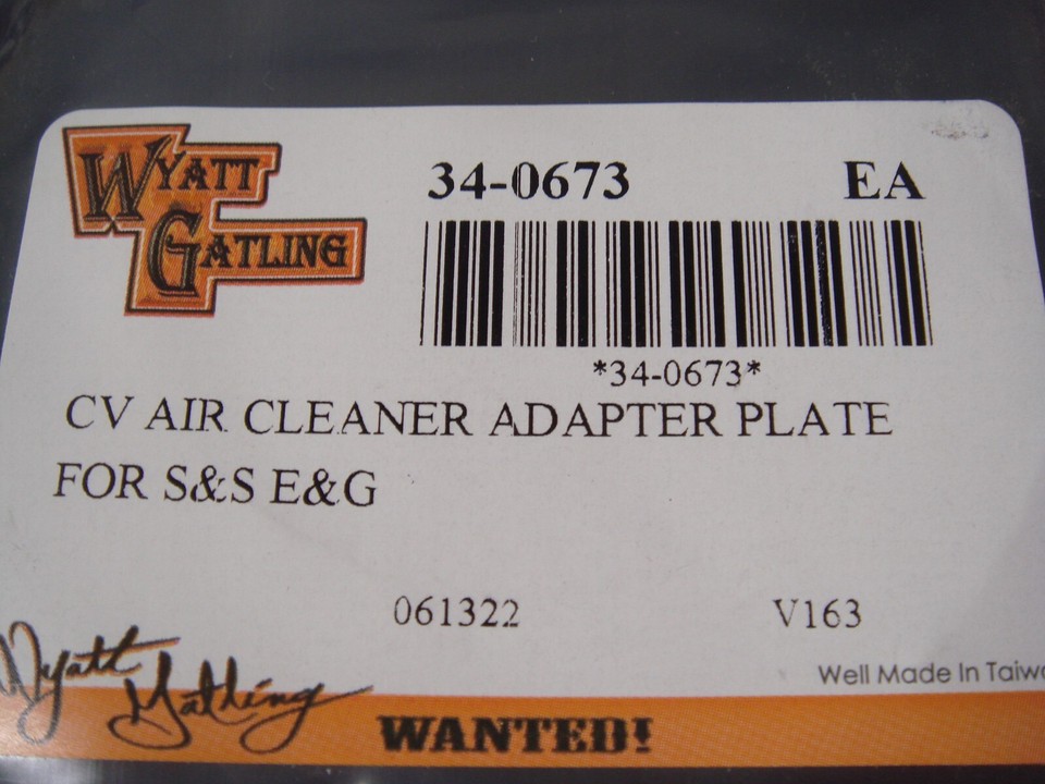 Carb Adapter Plate S&S Super E G CV Air Filter Cleaner Harley V-Twin 34 ...