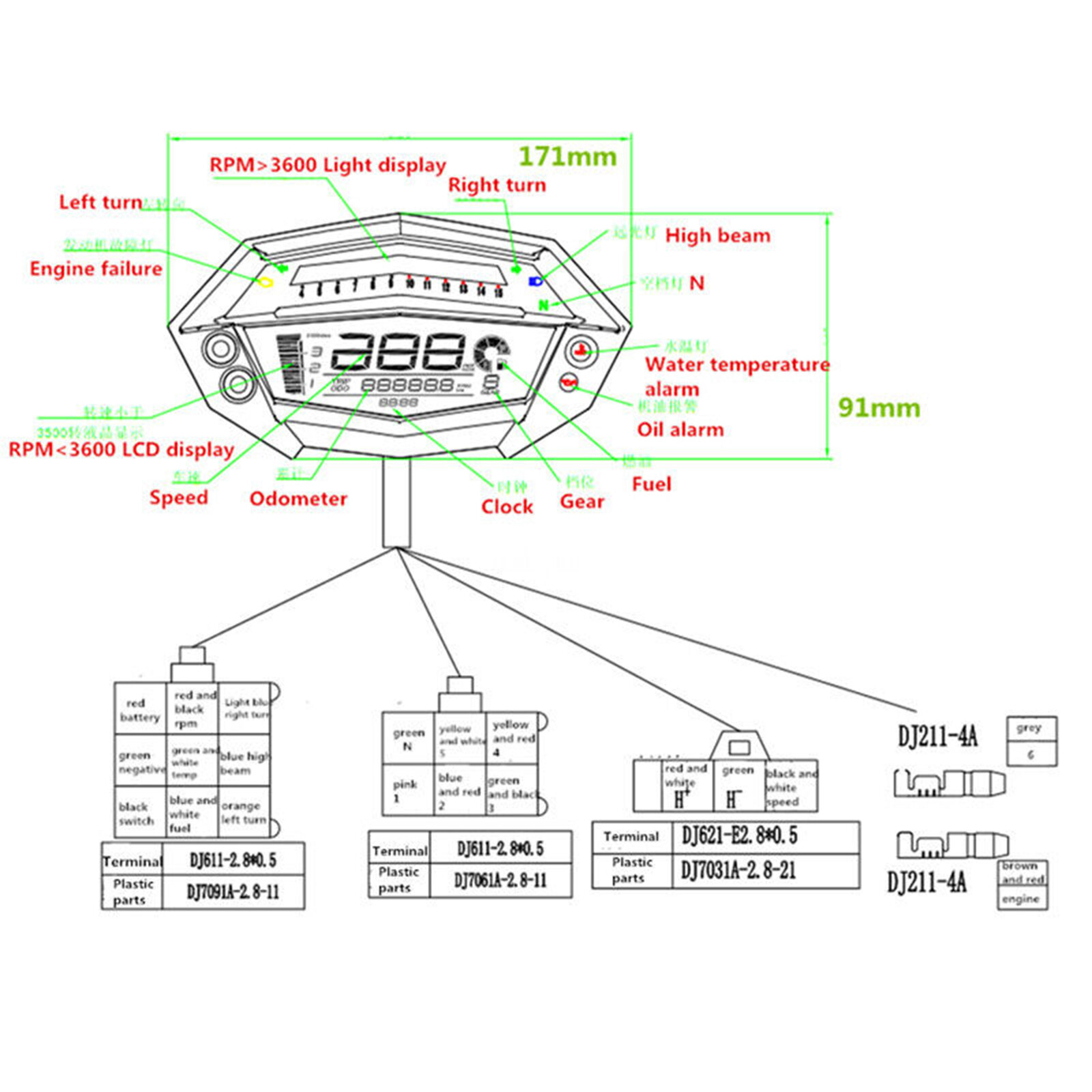 For Kawasaki Z1000 Digital Tachometer Speedometer Gear Indicator Odometer