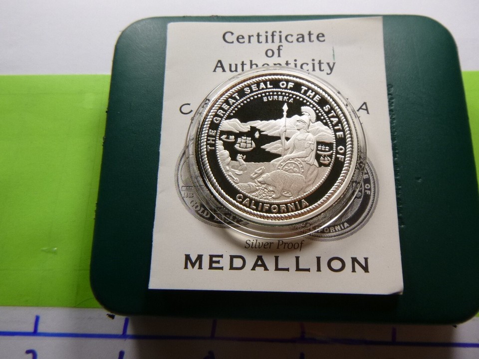CALIFORNIA GOLD DISCOVERY 150TH W GOLD NUGGET 999 SILVER COIN CASE COA ...