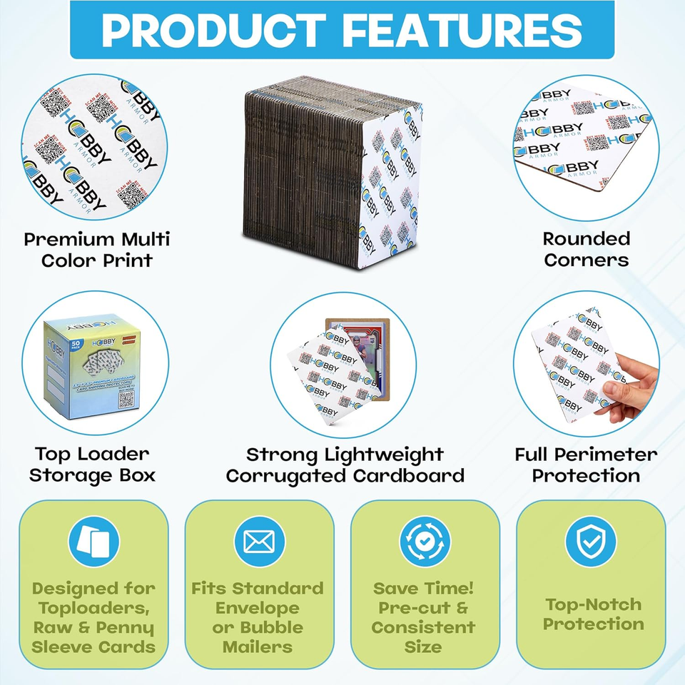 50 Pack Trading Card Shipping Protector by , 3.5" X 4.5" with Rounded ...