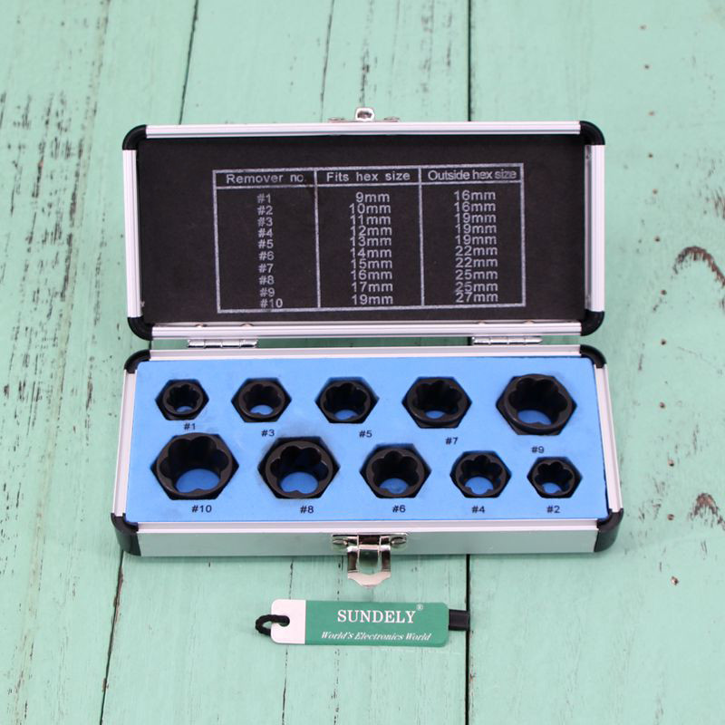 9-19mm Damaged Rounded OFF Bolt Nut Removal Tool Set Broken Nut ...