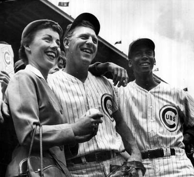 Walt Moryn and Ernie Banks of the Chicago Cubs circa 1960 at Wrigl- Old ...