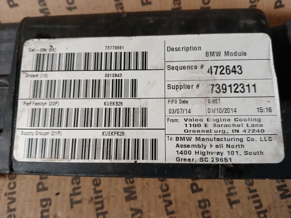 2011-2017 BMW F25 X3 Drivers Left radiator core cover plastic support ...