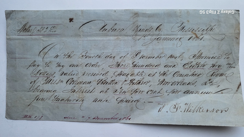 original 1861 New Orleans handwritten document promissory note merchant ...