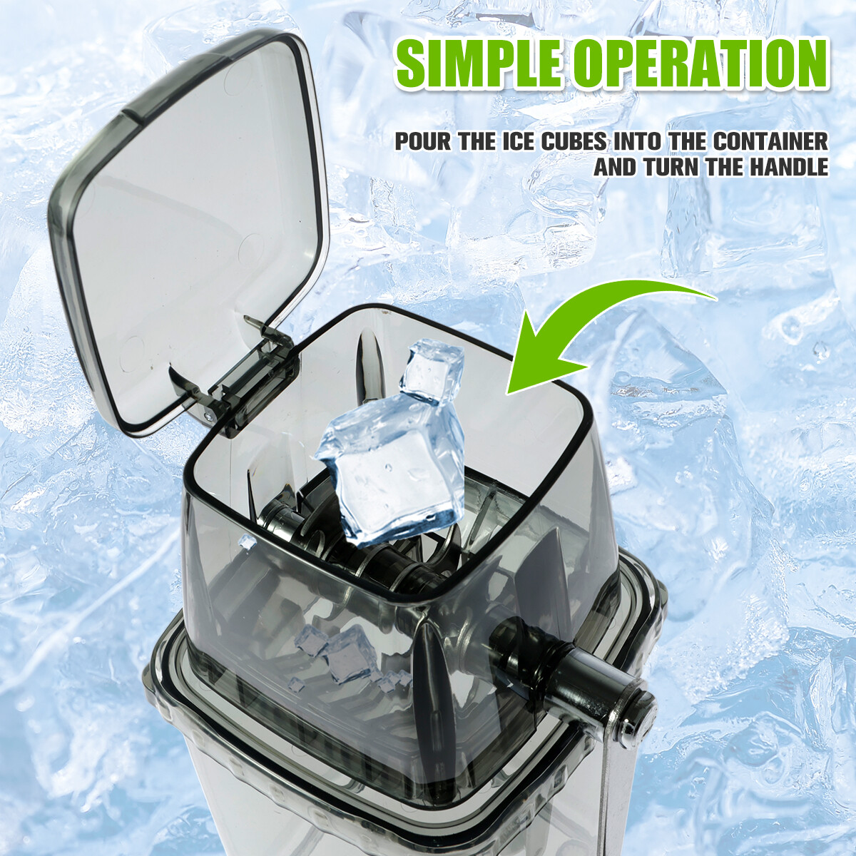 Manual Ice Crusher Portable Hand Crank Ice Shaver Mini Rotary Ice ...