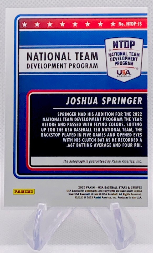 2023 USA Stars & Stripes Joshua Springer National Team Development Auto ...