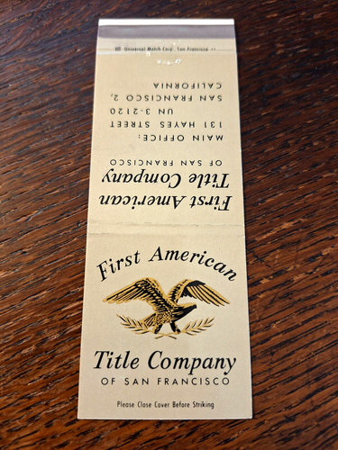Vintage Matchbook: First American Title Company, San Francisco, CA | eBay