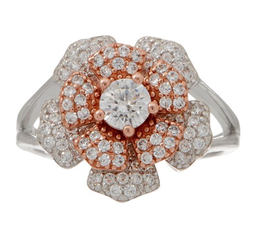 QVC Diamonique Spinning Sterling Silver Flower Ring Size-7 | eBay