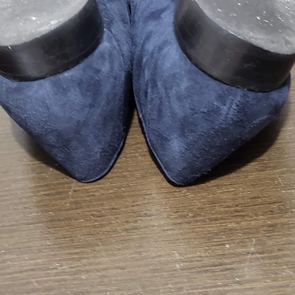 Kenneth Cole New York Blue Suede Women's Shoes Silver Chain Made in ...