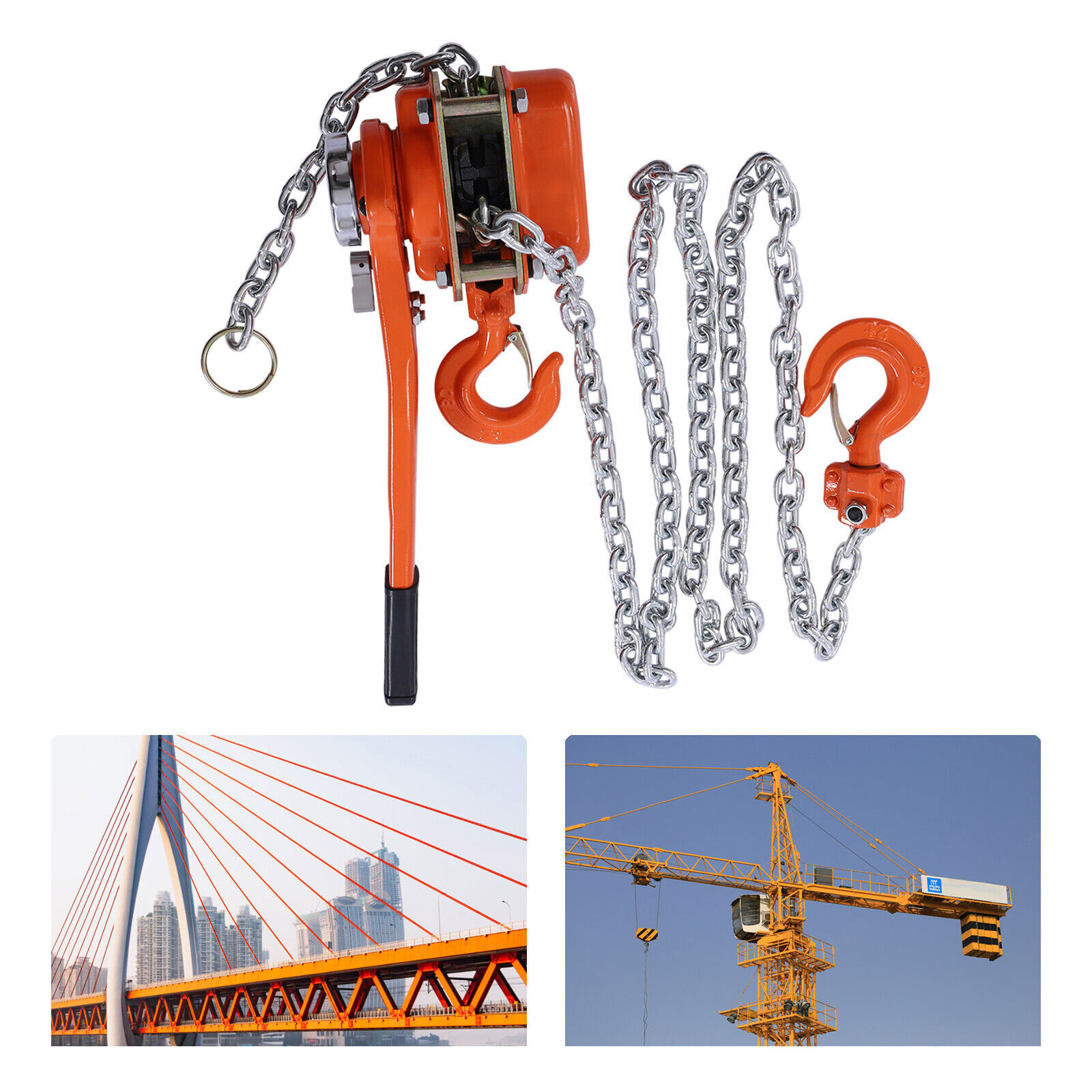 1-1/2 Ton Manual Lever Block Chain Hoist Ratchet Type Come Along Puller ...