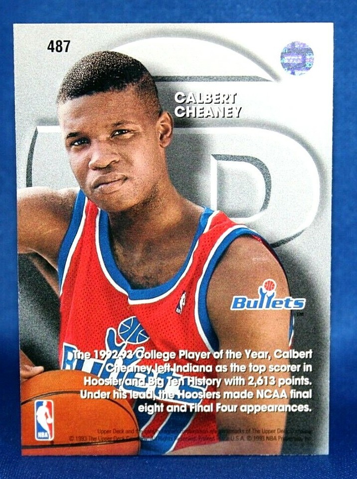1993-94 Upper Deck Calbert Cheaney Top Prospect Washington Bullets #487 ...