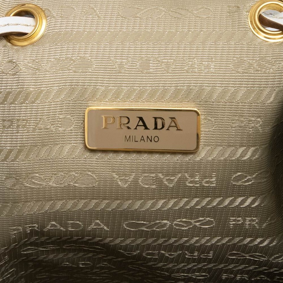 Prada Jacquard 2Way Shoulder Handbag Diagonal Leather Corda Tarco Gold ...