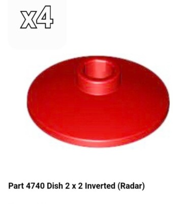 NEW LEGO Part RED (x4) Dish 2 x 2 Inverted (Radar) 4740 4585146 4279383 ...