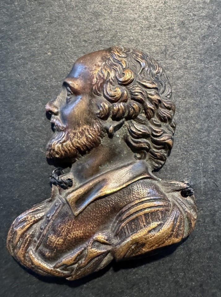Antique Detailed Cast Bronze William Shakespeare Bust Portrait Plaque ...