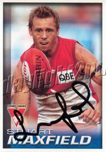 Signed 2005 SYDNEY SWANS AFL Premiers Card STUART MAXFIELD Herald Sun ...
