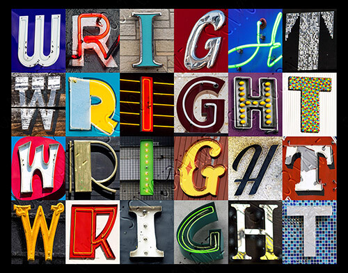 WRIGHT Name Poster featuring photos of actual sign letters | eBay