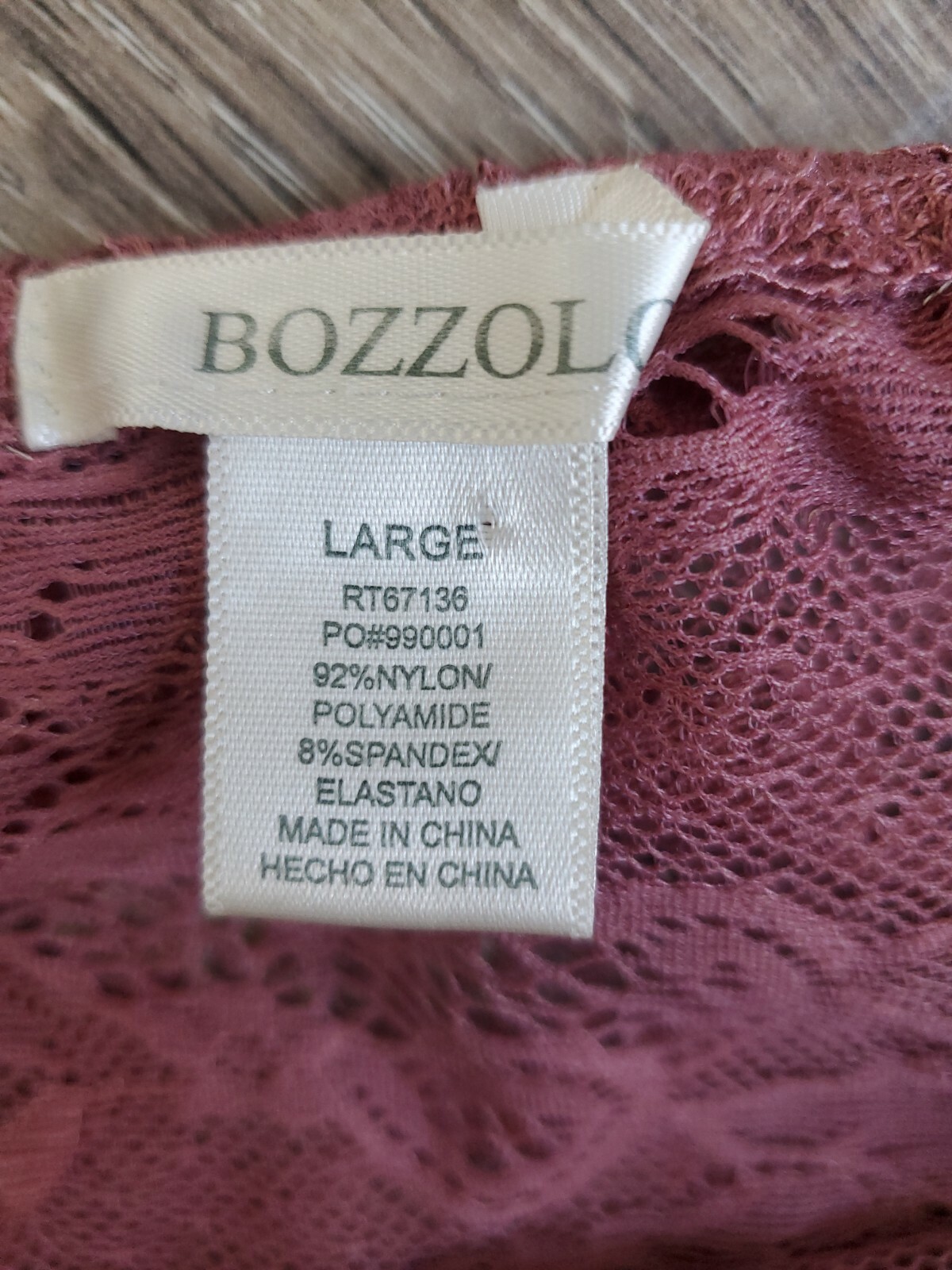 Bozzolo Women Muave Lace Bodysuit Size Large - Gem