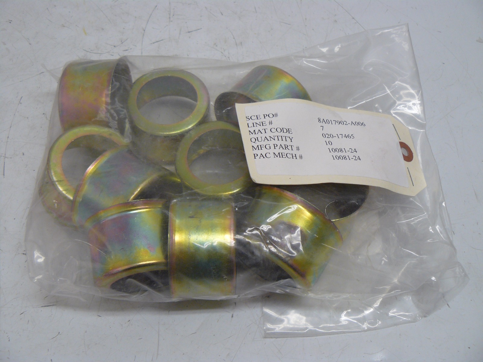 LOT OF 10 NEW PARKER 10081-24 CRIMP SHELL SLEEVE 2-3/8 INCH OD X 1-3/8 ...