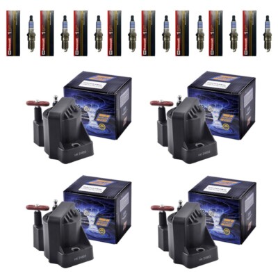 Herko Coil Set (4) + (8) Motorcraft SP432 Spark Plugs For 1997-99 ...