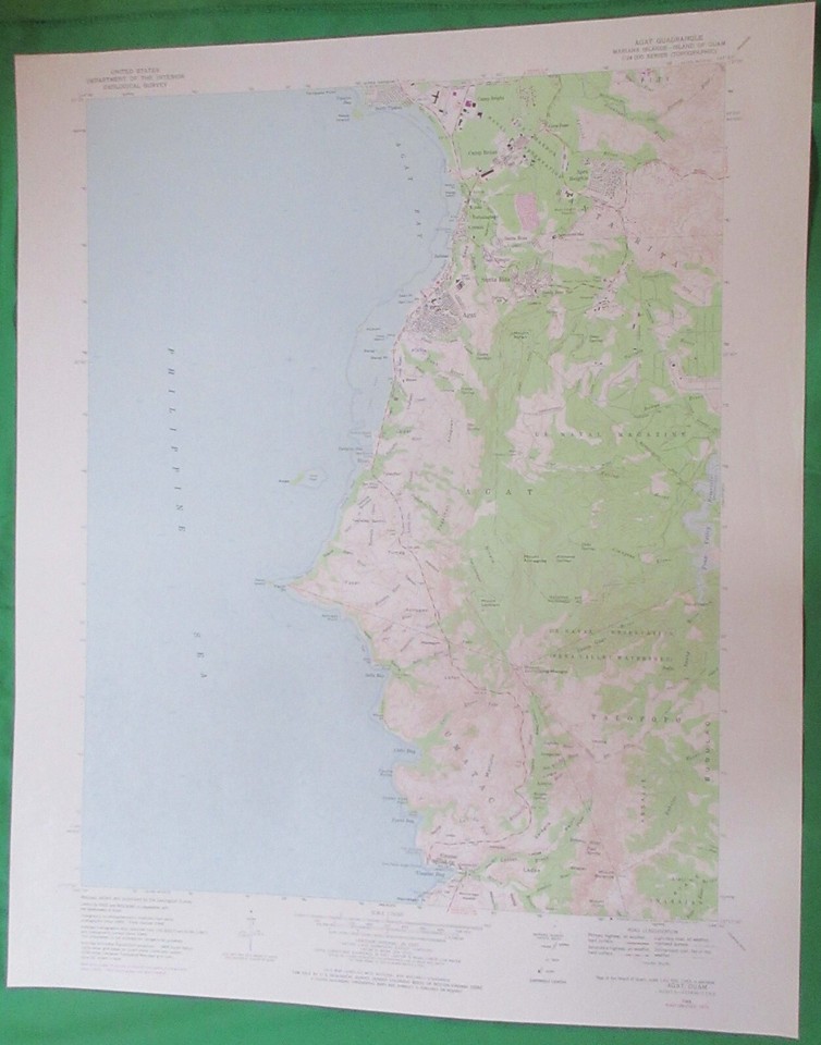 Guam USGS Eight Quadrangle Topographic Paper Maps 1968 Survey 22" x 27 ...