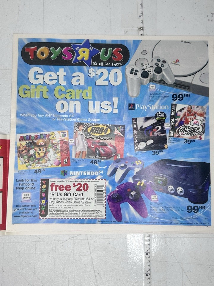 2000 Toys R Us Presidents Day Video Game Flyer N64 PlayStation Pokemon ...