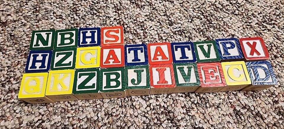 Lot of 96 Vintage Wooden Children's Building Blocks Alphabet & Numbers ...