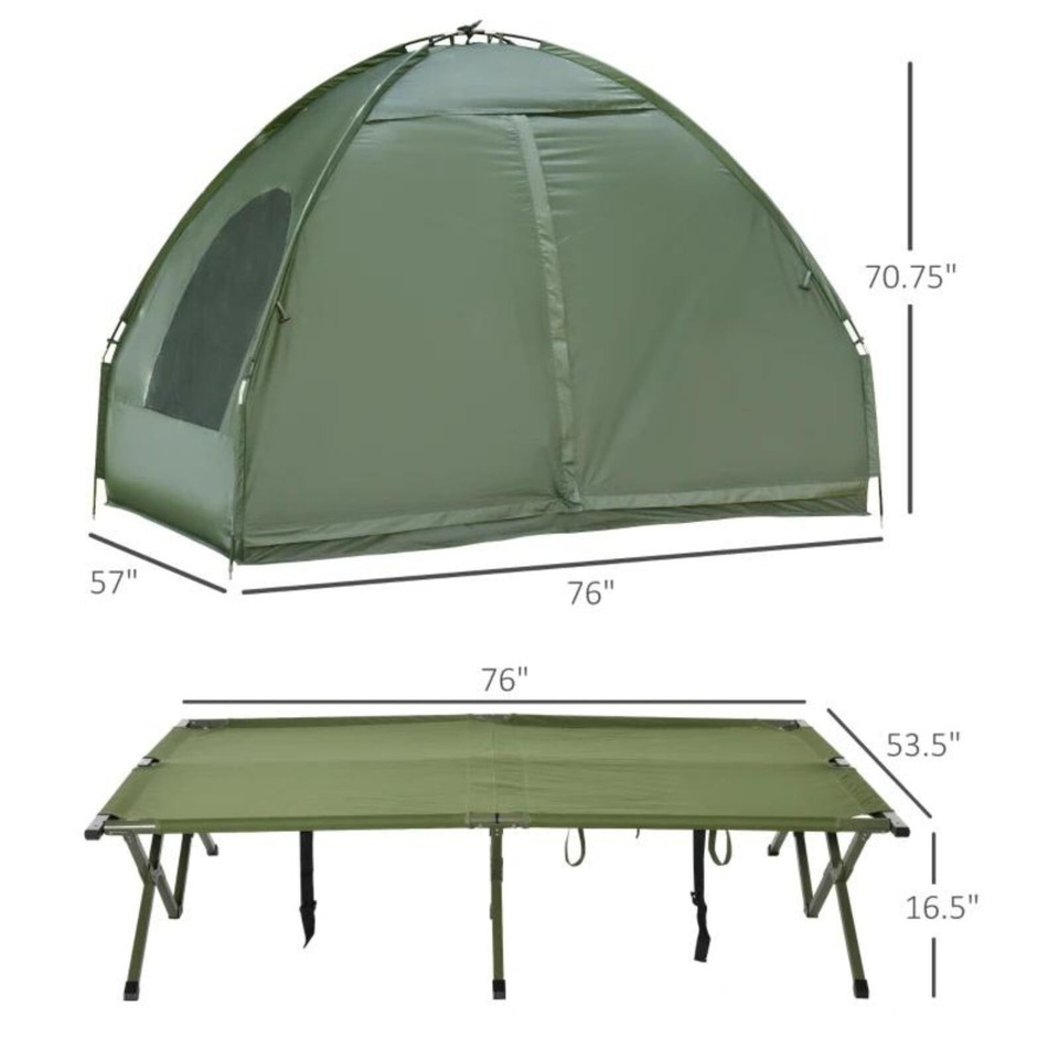 Folding Camping Cots W/Tent Portable 2-Person Tent Bed Camping Combo ...