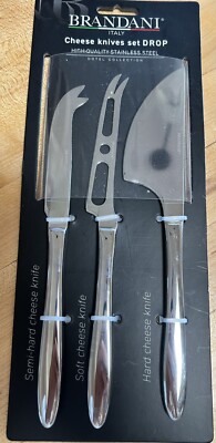 3-Pc BRANDANI Hotel Collection Stainless Steel Cheese Knives Set Drop ...