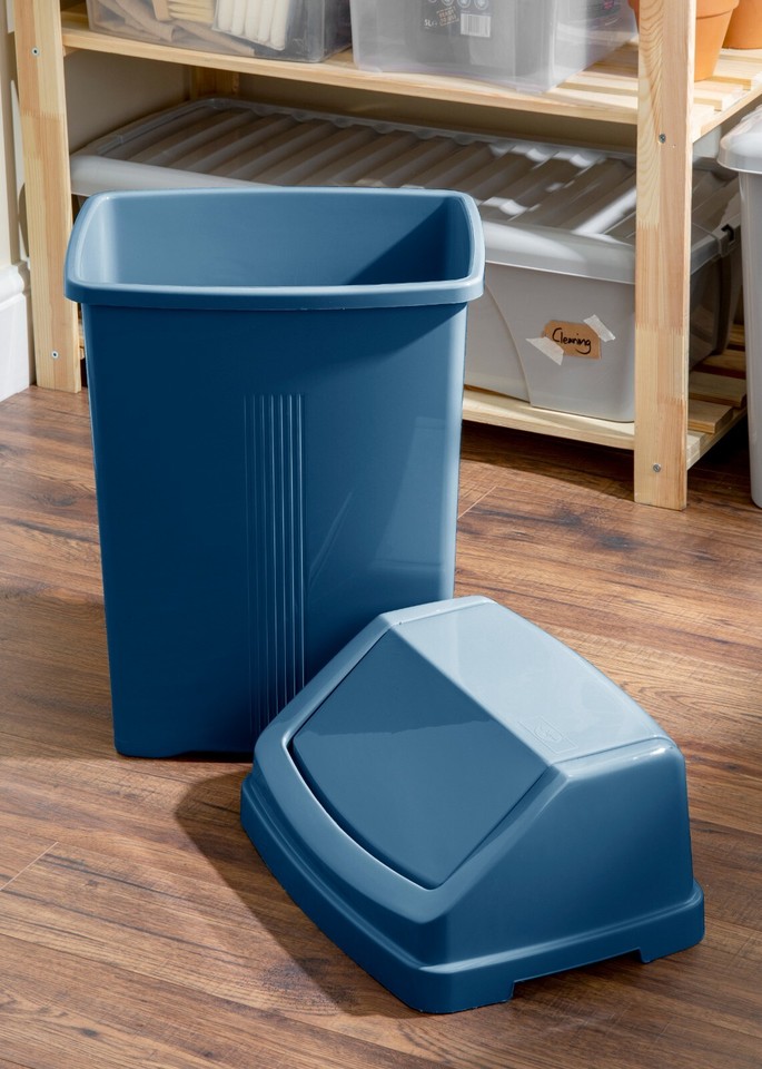 Navy 8L 25L 50L Swing Bin For Kitchen Plastic Waste Bin Office School ...