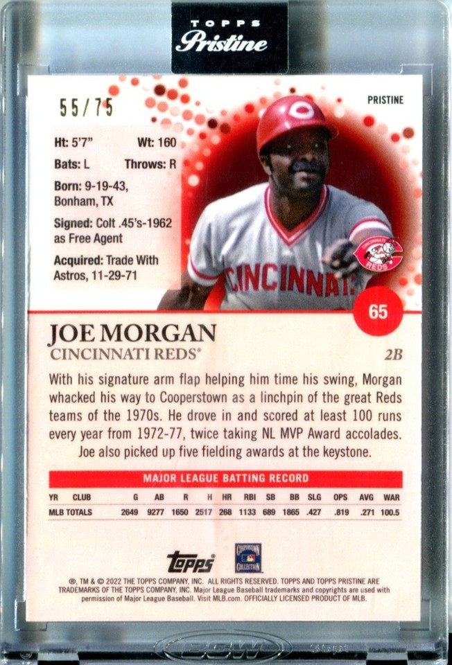 JOE MORGAN 2022 Topps Pristine BLUE REFRACTOR Cincinnati Reds /75 | eBay