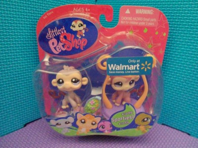LPS Littlest Pet Shop 1098 1099 Sportiest Twin Monkeys Brown Gray 2008 ...