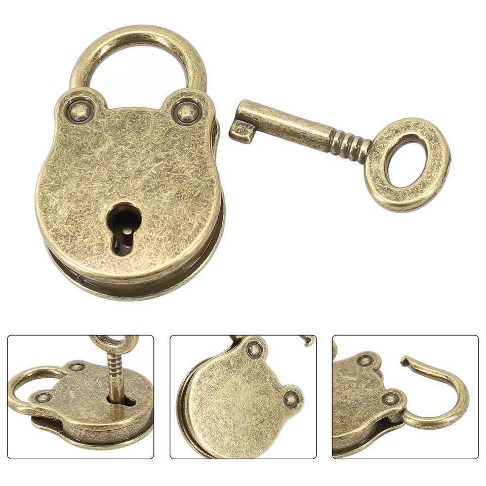 Retro Cartoon Bear Padlock Luggage Padlock Note Lock Buckle Bronze ...