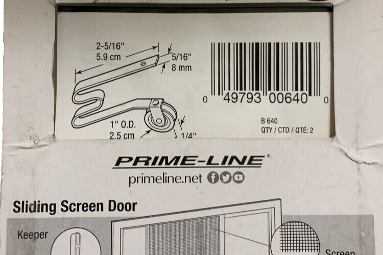 2 Pack Door Roller Silding Scrn Nylon, PartNo B640, by PRIME LINE ...