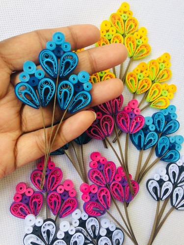 Paper Quilling Flower Bud leaves Branch for cards, wall deco 15lot | eBay