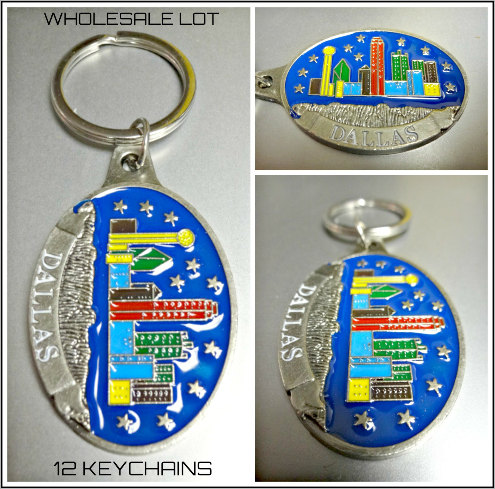 WHOLESALE LOT TEXAS DALLAS Skyline KeyChain Key Ring Souvenir Gift 12 ...