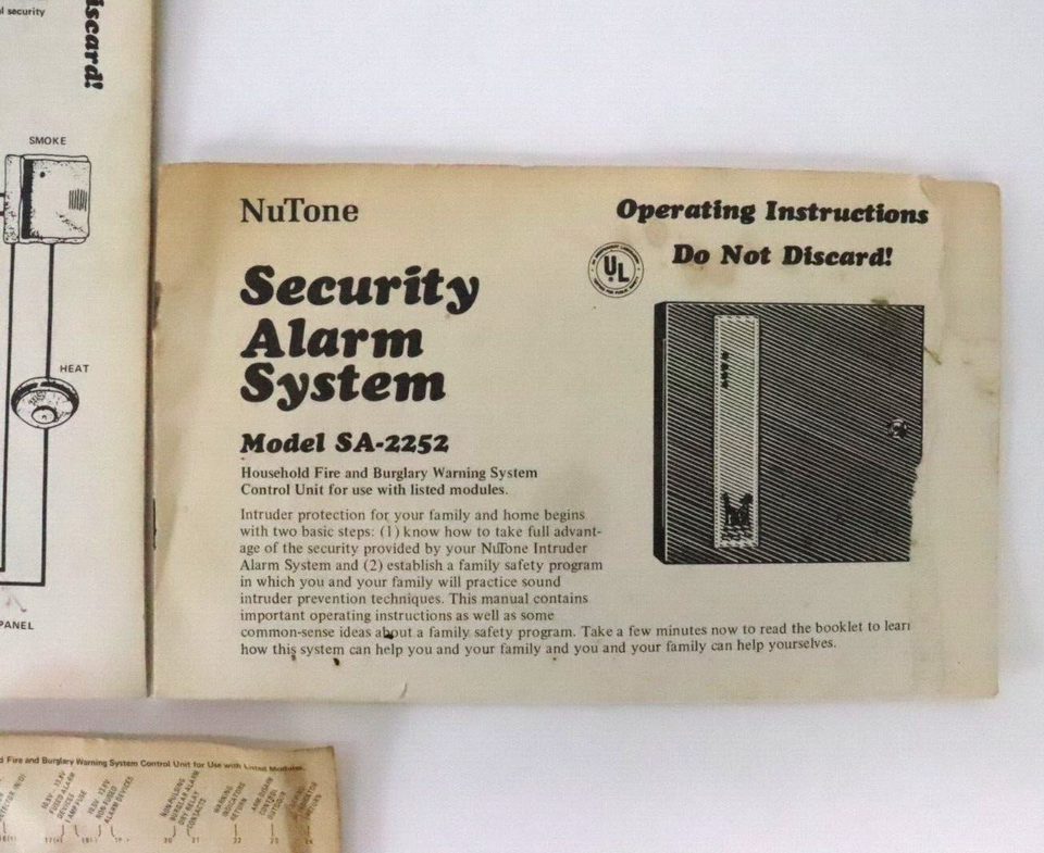 NuTone Security Alarm System Manual SA-2252 SA-2152 | eBay