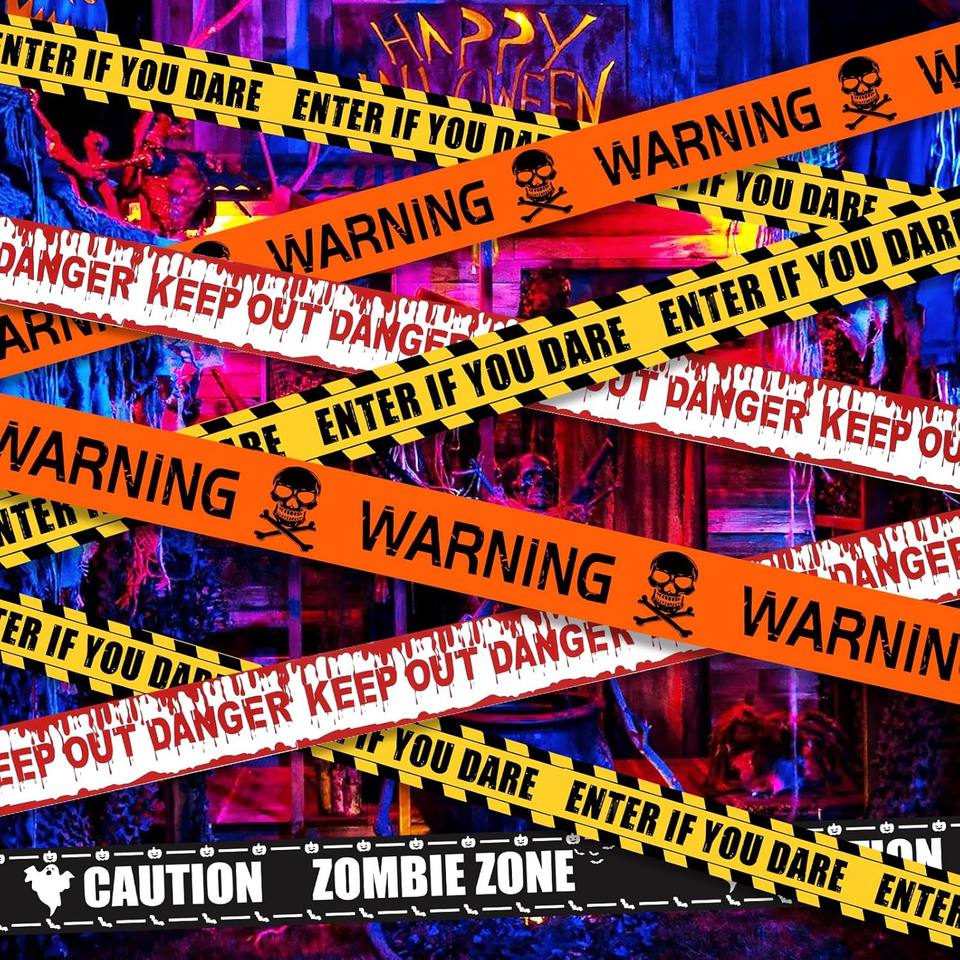 XOYTN 4Rolls Halloween Caution Tapes, 36M Scary Fright Horror Halloween ...