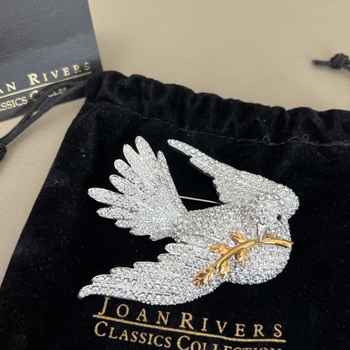 Joan Rivers Dove Of Peace Swarovski Crystals Olive Branch Brooch Velvet ...