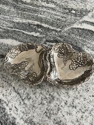 Godinger Double Heart Silver Plated Dish Grape Design trinket for ...
