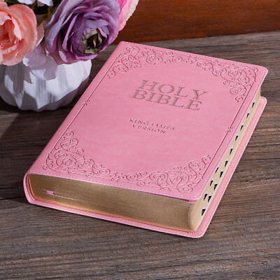 KJV Pink Faux Leather Giant Print Bible Thumb Indexed BRAND NEW in ...